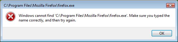 Foxhound 1.1 Message: Windows cannot find 'C:\Program Files\Mozilla ...